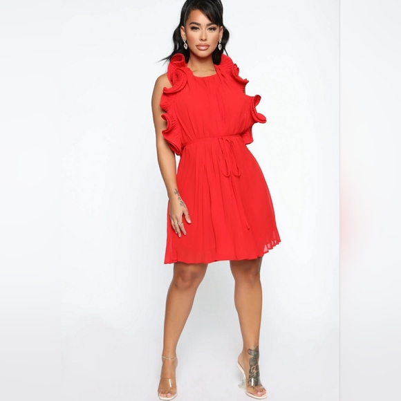 Fashion Nova | Dresses | Red Ruffle Dress | Poshmark